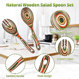 Salad Tongs, Wooden spoons, Salad Tongs for Serving, WOSPONFAN 12-inch Pakkawood Serving Utensils Set Salad Servers Set Kitchen Cooking Utensil