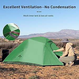 Naturehike Cloud-Up 3 Person Tent Lightweight Backpacking Tent with Footprint - 3 Season Free Standing Dome Camping Hiking Waterproof Backpack Tents