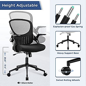 ZUNMOS Home Office Ergonomic Mesh Computer Desk High Back Swivel Task Executive Chair with Soft Armrests Padded Lumbar Support and Adjustable Rotatable Headrest, Black