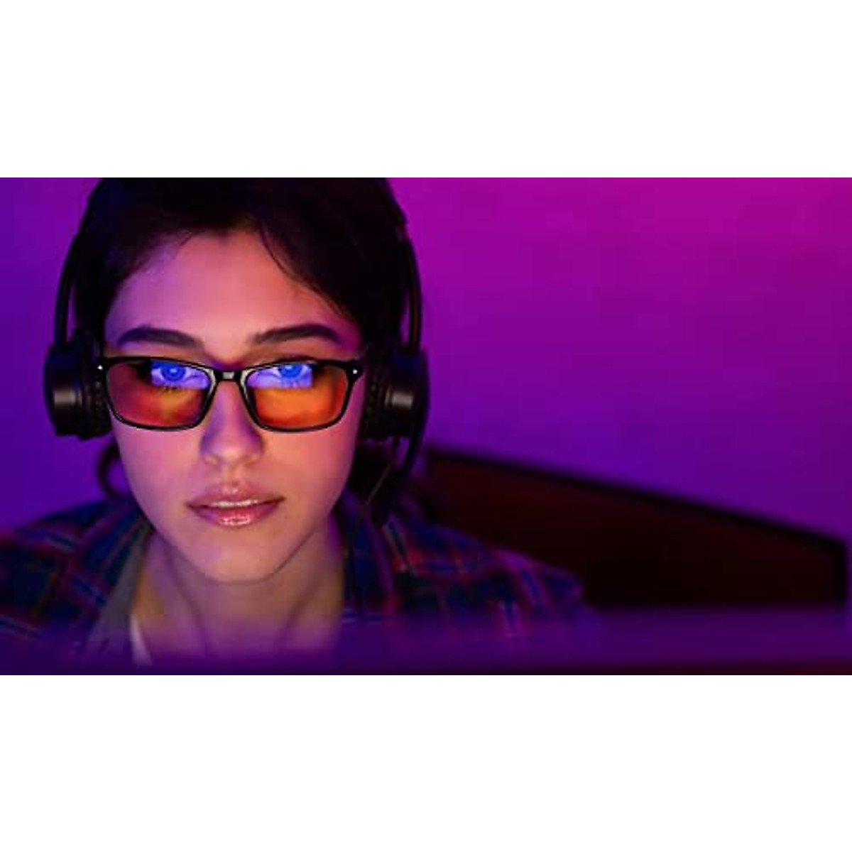 B BIKRUL Best anti glare Amber lens night vision glasses for driving,computer gaming glasses for men for eye strain,black square blue light glasses men