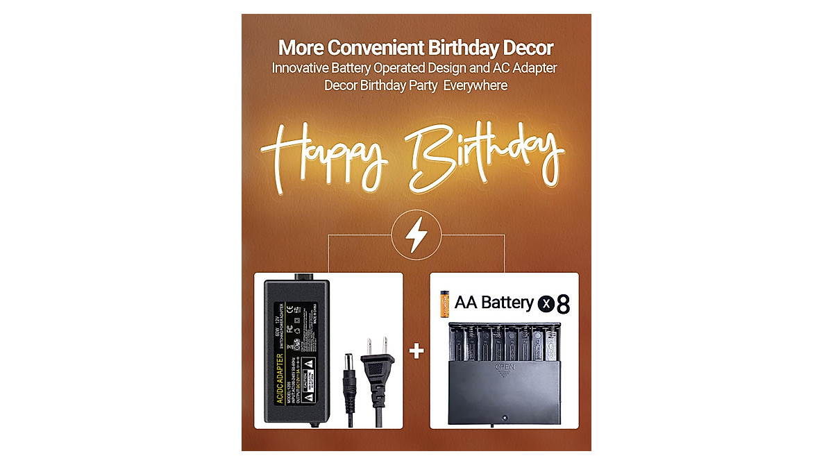 Happy Birthday LED Neon Sign for Party Decor