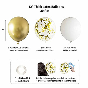 ANSOMO Gold Happy Birthday Party Decorations Banner Balloons Foil Fringe Curtains - Gold & White