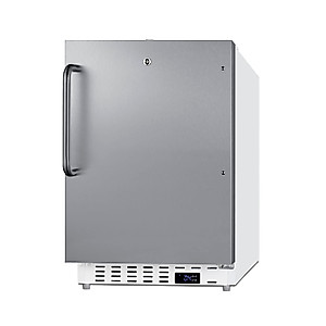 Summit Appliance SCR504SSTBADA 21" Wide Built-in Undercounter ADA Compliant Commercial All-refrigerator with Stainless Steel Door, Front Lock, Automatic Defrost and White Cabinet