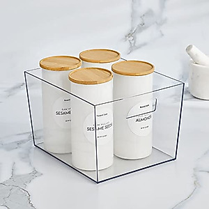 Nate Home mDesign by Nate Berkus Wide Plastic Bin with Handles | Perfect Organizer for Kitchen Storage or Fridge, and Pantry Organization from mDesign - Set of 4, Clear