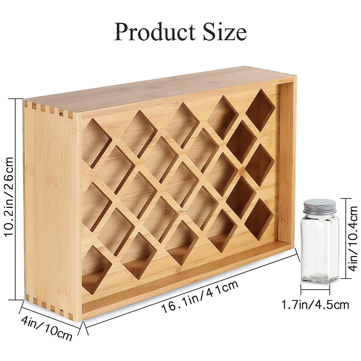Bamboo Spice Rack Organizer,Seasoning Rack with 23 Pack 4 oz Empty Glass Spice Jars with Sliver Metal Caps. Include Pen, Brush, Funnel and 80 Labels.