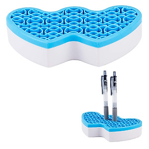 GORGECRAFT Sew Desktop Organizers Silicone Makeup Brush Holder Multipurpose Painting Pen Stand Holder Cosmetic Storage Box for Stash and Store (Blue)