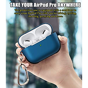 AirPods Pro Case Cover with Lanyard, Luxury AirPod Pro Cover Compatible Apple AirPods Pro Charging Case, Soft Silicone + Hard Shell Dual Layer Protective Case for AirPods Pro Accessories (Blue)