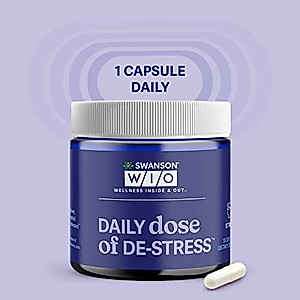 Swanson WIO™ Daily dose of DE-Stress™ Stress Support, Relaxation, Feel Calmer, Rest Better, Less Stress, Lactium® Milk Protein Peptide, Adaptogen, Mental Wellness, 30 Capsules (30-Day Supply)
