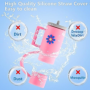 4 Pcs Straw Stoppers for Stanley Tumblers, Straw Cover Cap Fit with Stanley Cups, Silicone Straw Tips Cover Compatible with Stanley 30 & 40 Oz Tumbler, Cute Tumbler Cup Accessories for Stanley
