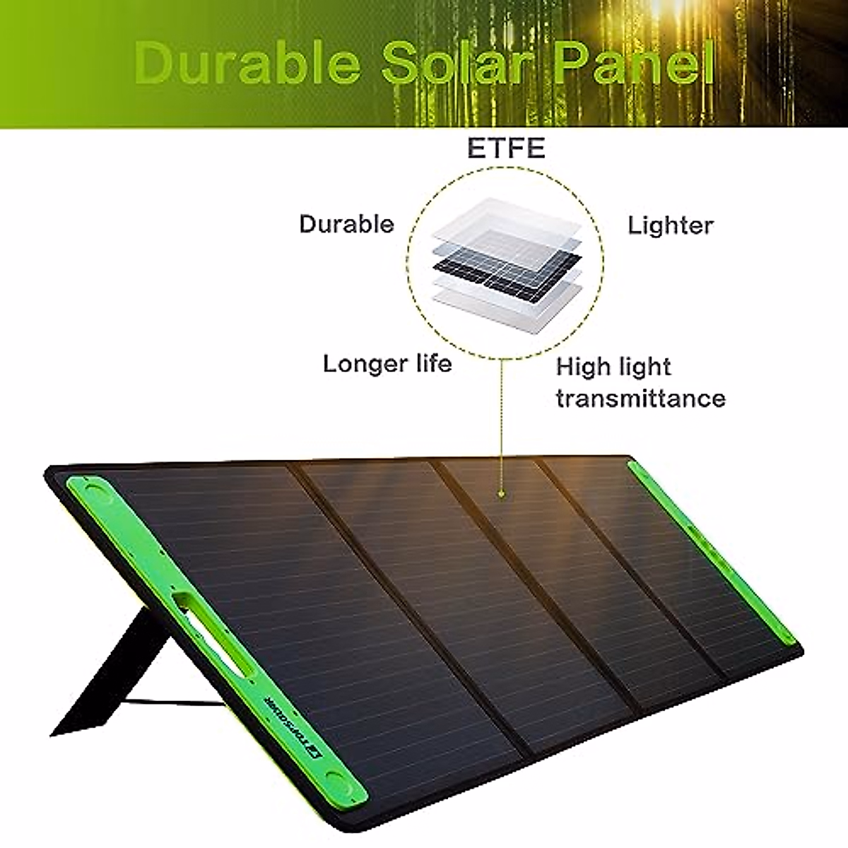 Topsolar 200W Foldable Portable Solar Panel Charger Kits for Portable Power Station Generator Cell Phones Camera Lamp 12V Car Boat RV Battery(Dual USB Ports & 19/14.4V DC Output)