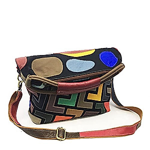 Colorful Geometric Contrast Patchwork Leather Crossbody Satchels Shoulder Bag Cute Backpack Bag for Women (tote shoulder)
