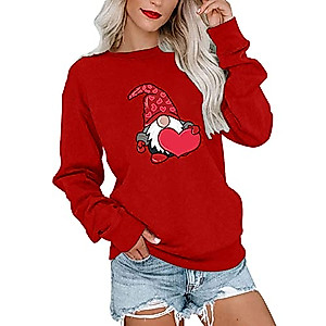 Heart Print Sweater for Women Y2k Winter Clothes Suetas Team Queso Eyelash Sweaters Womens Summer Sweaters Cloth Sets for Women Valentine T Shirt Red
