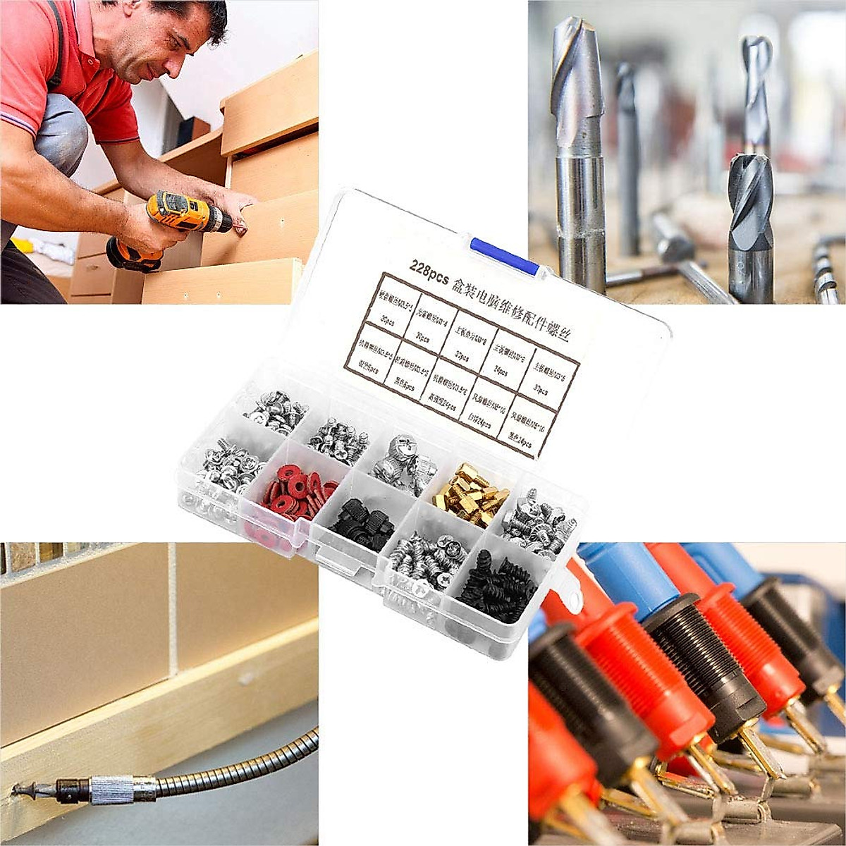 Motherboard Screws ,228PCS Personal Computer Screws, PC Assortment Kit Repair Tool ,for Hard Drive Computer Case Motherboard Fan Power Graphics