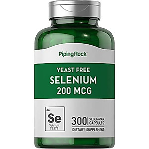 Selenium 200mcg | 300 Vegetarian Capsules | Yeast Free Selenium Supplement | Non-GMO, Gluten Free | by Piping Rock