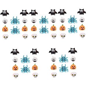 Hohopeti 50 pcs Light Kids Toy Fillers Party Flashing Goodies Treats Favors Pumpkin Dark LED Ghost Toys Goodie Glowing for in Random Halloween and Rings Supplies The Glow Spider Prizes