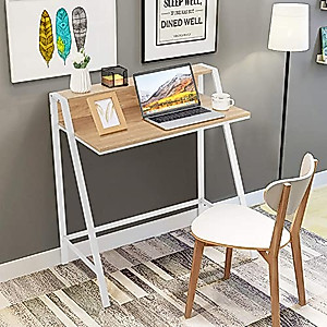 Tangkula Small Computer Desk, Compact Home Office Desk with Sturdy Frame, 2 Tier Study Writing Table for Small Place Apartment Office, Desk for Bedroom, Kid’s Desk