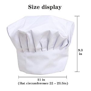 White Chef Hat for Men Women Adults,Elastic Band Adjustable Cotton Chefs Hat Hibachi Chef Works Hats Chef Cap Cook Hat