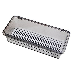 Flatware Plastic Tray With Lid Kitchen Cutlery and Utensil Storage Container with Cover- Proof Dinnerware Holder(grey)