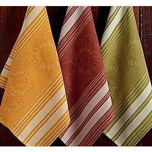Design Imports DII Set 3 Sunflower Vine Jacquard Kitchen Dish Towels - Yellow - Green - Red