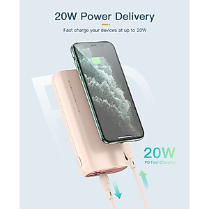 Kuulaa Small Portable Charger 5000mAh with Built-in USB C Cable & 26800mAh High Capacity Power Bank Dual-Output Battery Pack