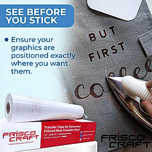 Frisco Craft Transfer Tape for Heat Transfer Vinyl - Iron on Transfer Paper - Heat Transfer Application Paper, Clear Transfer Tape for Printable HTV (12" x 50FT)