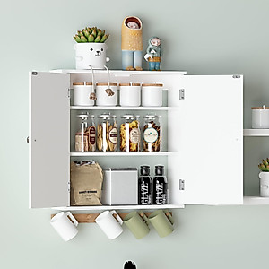 YIJAMLIFE Bathroom Wall Cabinet Over Toilet,Small Medicine Cabinet for Bathroom Laundry Room Kitchen,Space Saver Storage Cabinet with 2 Door Adjustable Shelves White