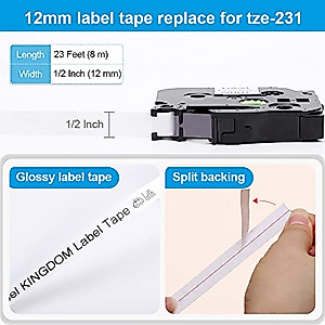 4 Pack Label Maker Tape Compatible Brother Label Maker Tape TZe-231 TZe231 12mm 0.47 Inch Laminated White Tape for Brother P-Touch PT-1290 PT-D210 PT-H100 PTD220 PTD600 Labeler, Black on White