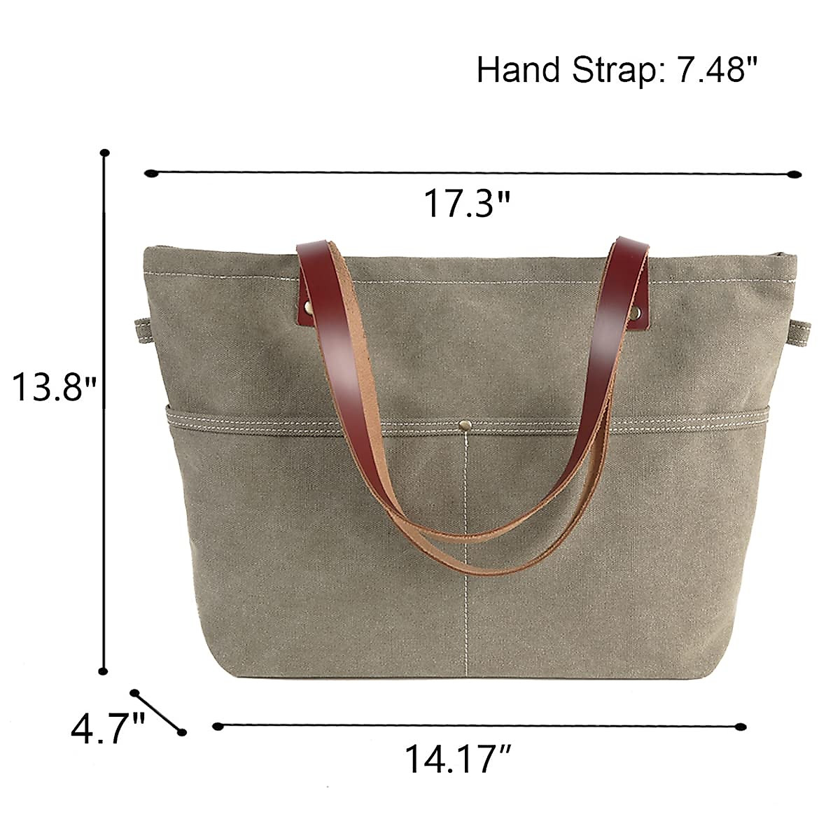 Canvas Leather Tote Bag for Women Leather Canvas Crossbody with Zipper Fashion Shopping Work Handbags for Women,Women's Canvas Shoulder Purse Bag With etachable and Adjustable Shoulder Strap