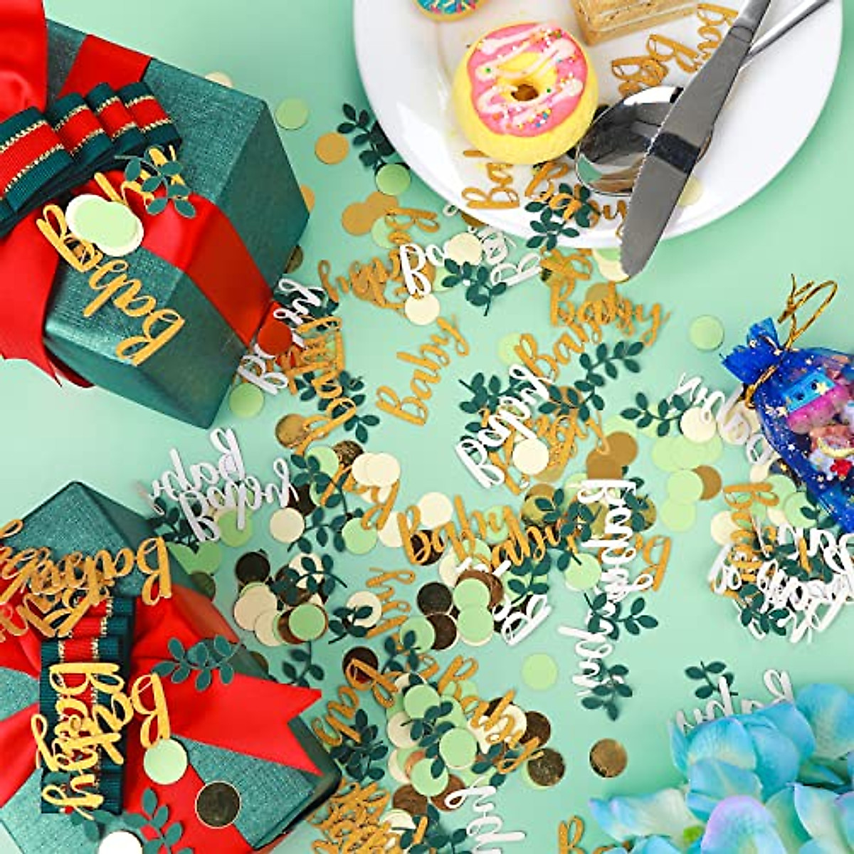 Thinp Confetti Tissue Sprinkle Confetti Dount Baby Shower Decorations Confetti Champaign Gold Ivory Sage Green Table Scatter Confetti for Ice Cream Theme Party Birthday Party Wedding Decoration 20g