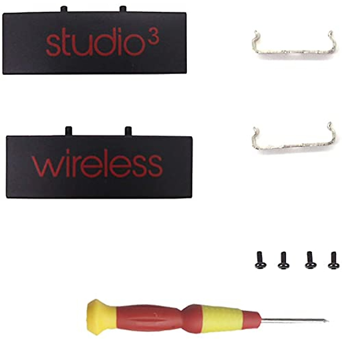 Replacement Headband Metal Folding Hinge Clip Cover Pin Repair Parts Set Compatible with Studio 3 Studio 3.0 Wireless Over-Ear Headphones (Black+Red)