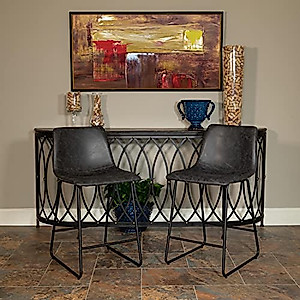 Flash Furniture Reagan 24 inch LeatherSoft Counter Height Barstools in Gray, Set of 2