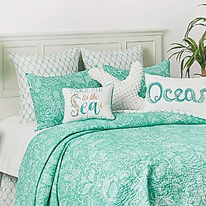 C&F Home Octopus Ocean Beaded Pillow Sealife Decor Decoration Throw Pillow for Couch Chair Living Room Bedroom 14 x 22 Seafoam