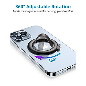 SUPMEGA Magnetic Phone Grip for MagSafe, Magnetic Phone Ring Holder with Leather Finger Grip and Stand, only for iPhone 14 Pro Max, 14 Plus, 14 Pro, 14, 13 Pro Max, 13 Pro, 13, 12 Pro, 12