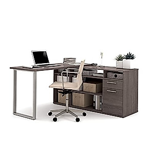 Bestar Solay L-Shaped Desk, 60W, Bark Grey