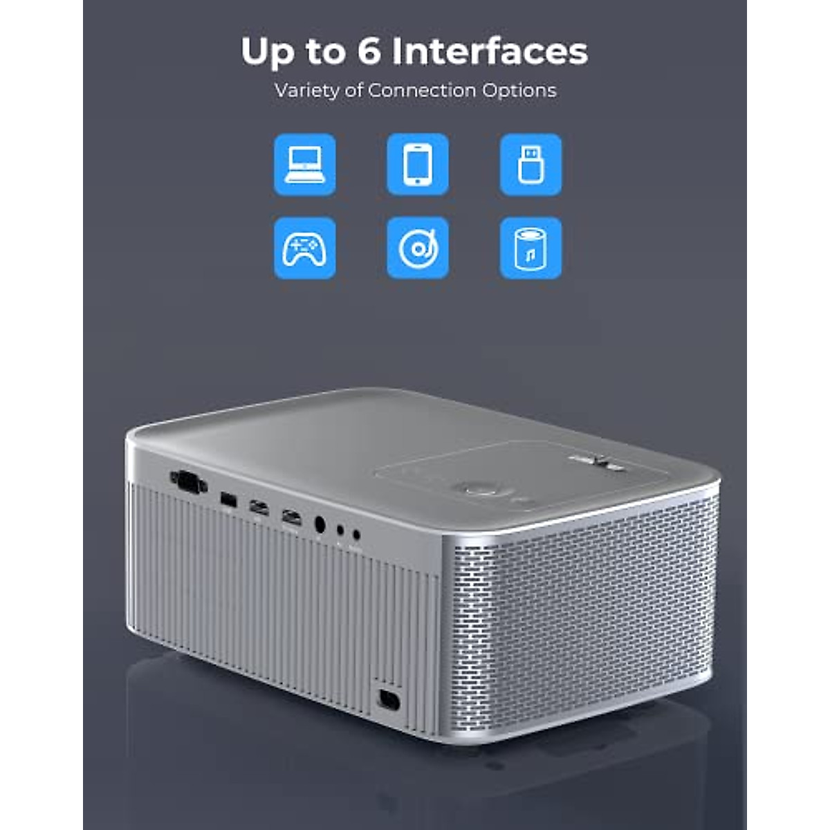 Projector with WiFi and Bluetooth, TURBOAMP 5G Native 1080P Movie Projector, 4K Supported, 300 ANSI lm 200" Display Home Movie Theater Projector, Compatible w/TV Stick/Phone/PC/PS5