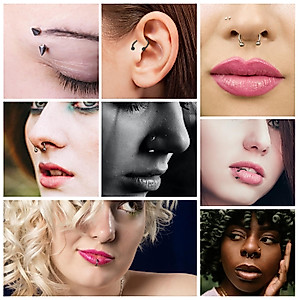 Yolev 16PCS Stainless Steel Nose Ring Septum Piercing Jewellery Horseshoe Piercing Jewelry Captive Bead Ring Helix Tragus Cartilage Earrings for Women Men