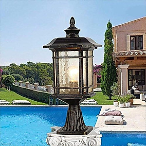 Lights Outdoor Courtyards Park Pathway Pillar Lighting Fitting Lawn Glass Lantern Waterproof IP65 Outdoor Aluminum Post Lamp High Brightness Outside Street Light Outdoor Post Lights Stadium