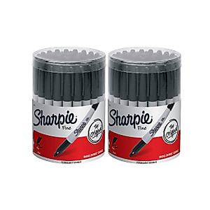 Sharpie Fine Point Permanent Marker, Black (Canister with 36 Pens) (2 Pack (Black))
