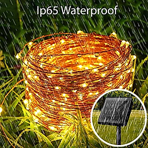 Yiaht Solar String Lights Outdoor, 4 Pack Each 33 Ft 100 Led Solar Powered Fairy Lights Waterproof with 8 Modes Decoration Copper Wire Lights for Trees Christmas Party Patio Yard Wedding(Warm White)