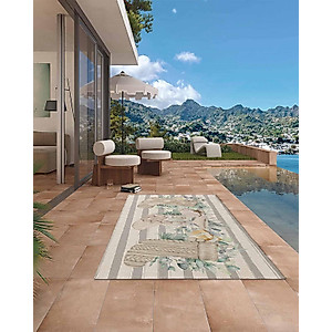 Christmas Stockings Outdoor Rugs for 5'x8' Patios Clearance, RV Camping Mat Rug Portable Outside Rug Indoor Outdoor Area Rug Mat for Beach Deck Pool Eucalyptus Leaves Rustic Stripes