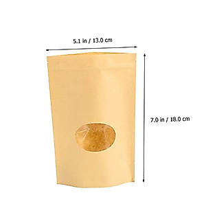 SOESFOUFU 50 Pcs Kraft Paper Bag Self-sealing Storage Pouches Greaseproof Paper Bags Kraft Snack Bags Zipper Paper Bags Practical Storage Pouches Bag Organizer Kraft Treat Bags