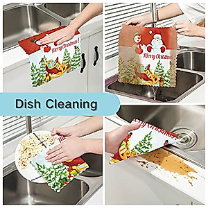 JSTEL Christmas Snowman Dish Towels for Drying Dishes,Xmas Kitchen Cloth Dish Towels Premium Dishcloths Super Absorbent Fast Drying