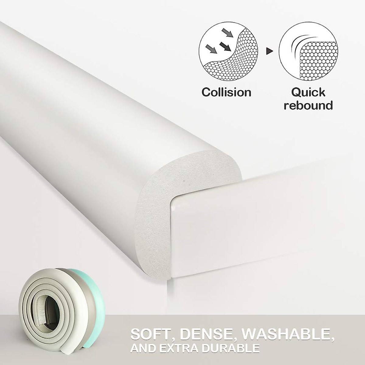 Baby Proofing - Edge and Corner Protector Baby - Harebe L Shape Extra Thick Baby Safety Corner Guards, Fireplace and Hearth Protection(6.5 Ft, Oyster White)
