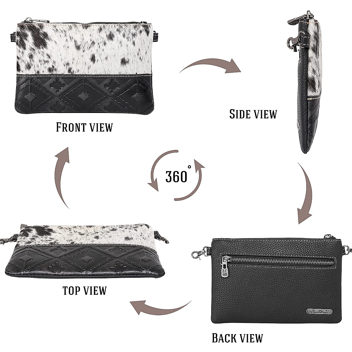 Montana West Wallet Purses for women Crossbody Cellphone Case with Cute Embossed design, Western Wristlet Handbags RLH-024BK