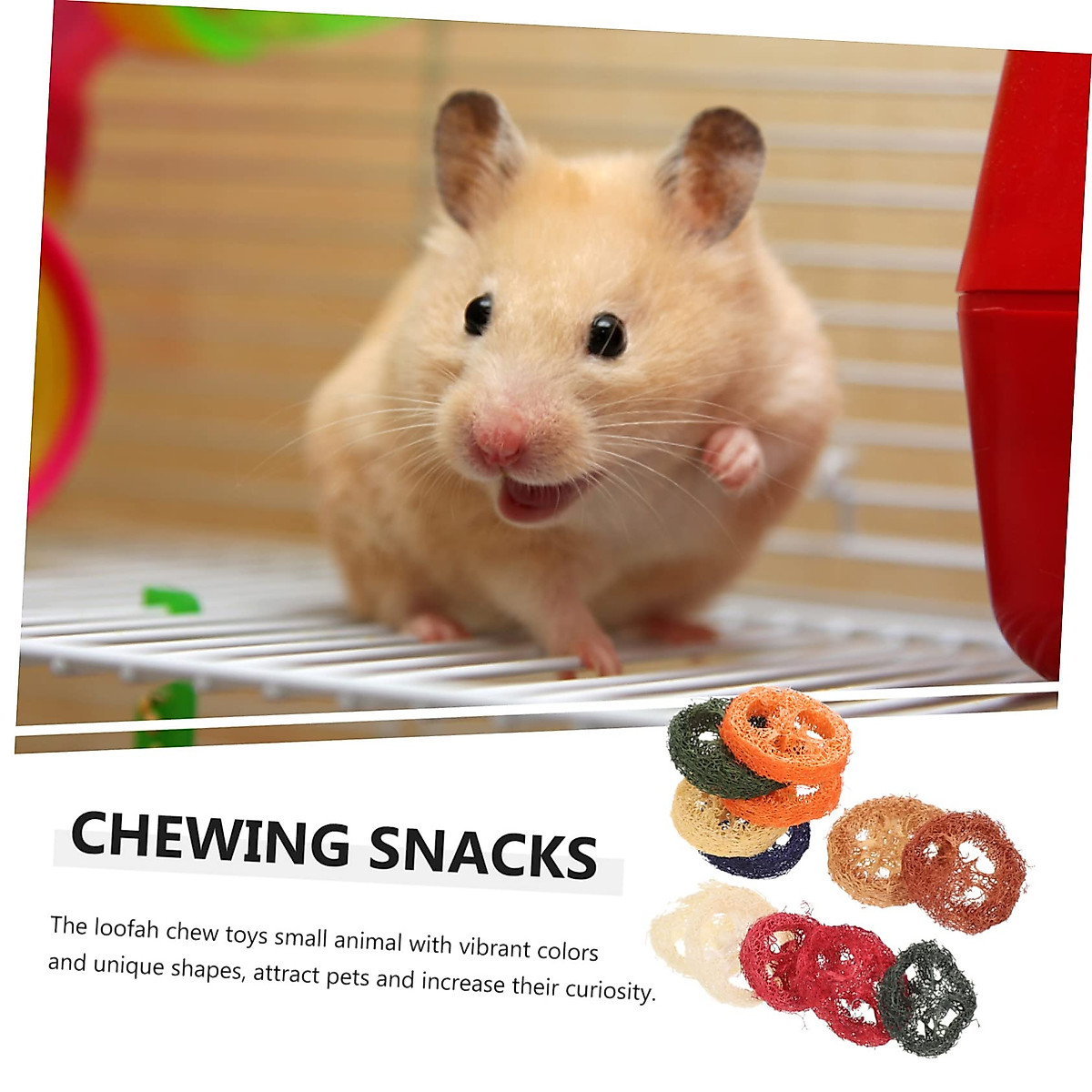 iplusmile 48 Pcs Loofah Chew Toys Hamster Chew Toys Hamster Toy Bunny Teeth Toys Rabbit Chew Toys Bunny Dental Loofah Chews for Small Animals Rat Chew Toys Rat Toys Supplies Guinea Pig