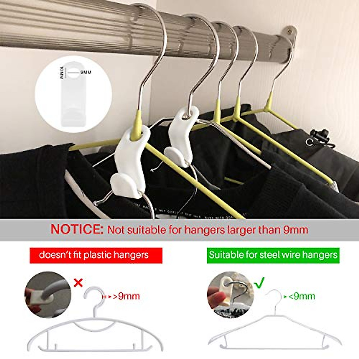 Clothes Hanger Connector Hooks, 60PCS Cascading Clothes Hangers for Heavy Duty Space Saving Cascading Connection Hooks for Clothes Closet, White
