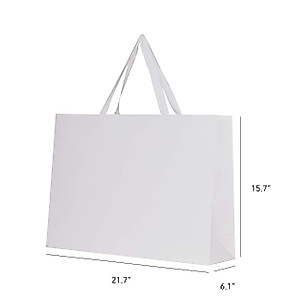PAPERIST 6pcs 21.7x6.1x15.7" (4) Extra Large Size, White Paper Bags, Giant Jumbo Huge XL Thick Sturdy Durable Gift bags