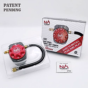 NO WORRIEZ 80,000 BTU Safety Automatic Outdoor BBQ Shut Off Mechanical Structure Gas Timer for Propane Grill and Natural Gas Grill(with 3/8'' flared assembly connector and hose, patent pending)