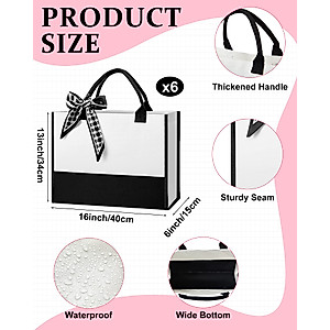 Reginary 6 Set Canvas Tote Bag for Women DIY Initial Beach Tote Bag with Handle Scarf Large Personalized Canvas Beach Bag Handbag for Mother Teacher Friends Bridesmaids Bride Wedding Birthday Gifts