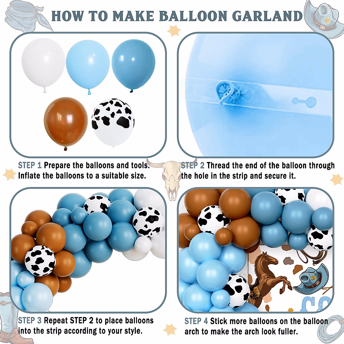 Party Inspo Cowboy Baby Shower Decorations, Western Rodeo Baby Shower Decorations, Wild West A Little Cowboy is On The Way Backdrop Balloon Banner Tablecloth Cake Cupcake Topper Box Cutout